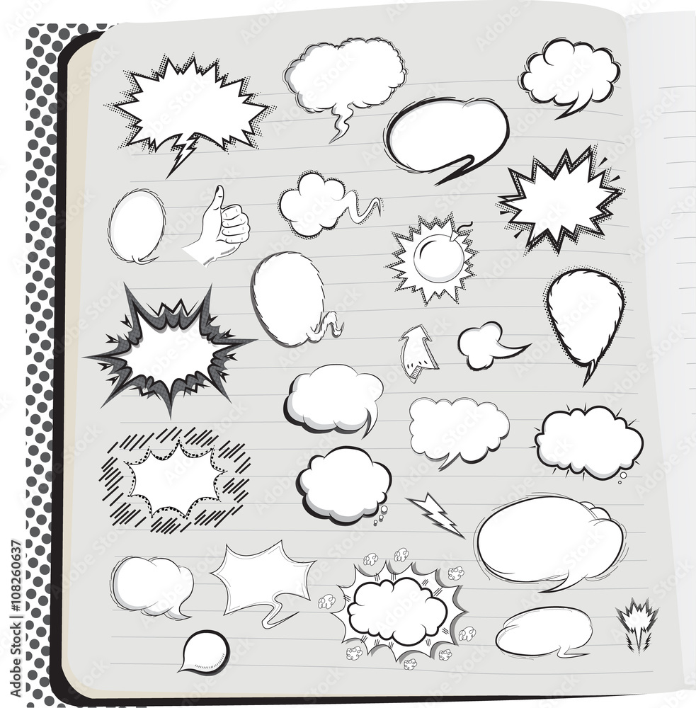 BLANK Comic speech bubbles set, comic wording sound effect set design ...