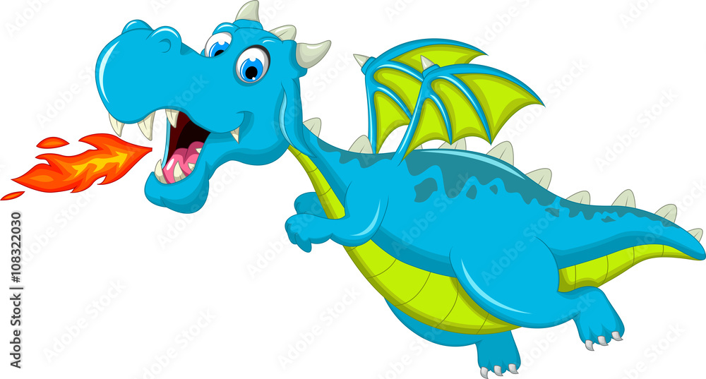 cute blue dragon cartoon Stock Vector | Adobe Stock