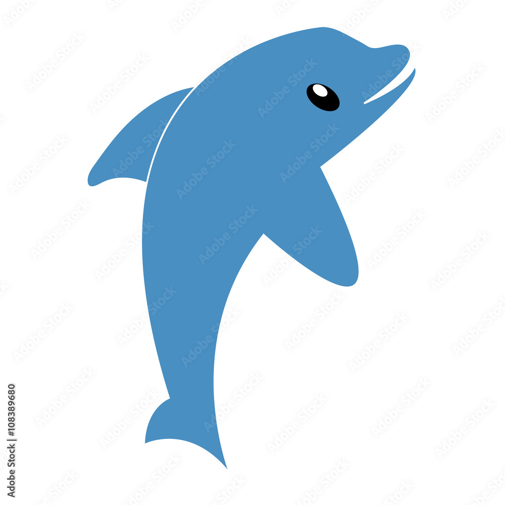 Isolated cute blue dolphin clip art on white background - Eps10 Vector ...