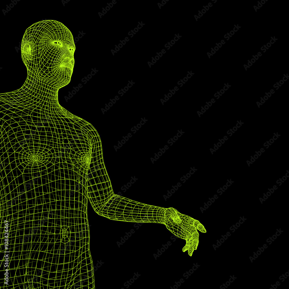 Man Pointing his Finger. 3D Model of Man. Geometric Design. Vector ...