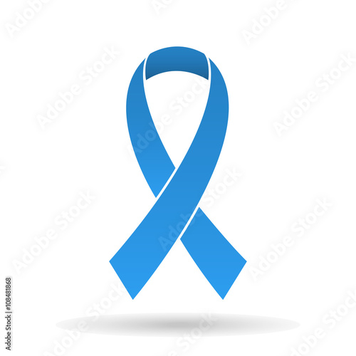 Blue ribbon, breast cancer awareness symbol, isolated on white ...