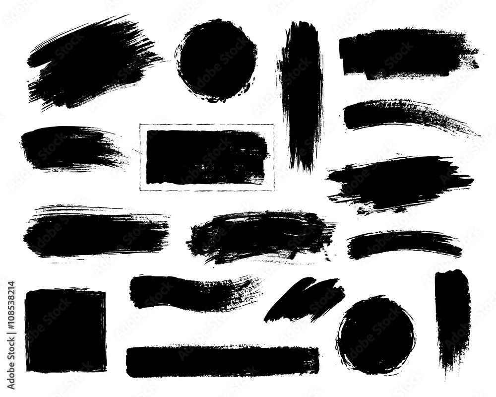 Set of black paint, ink brush strokes. Stock Vector | Adobe Stock