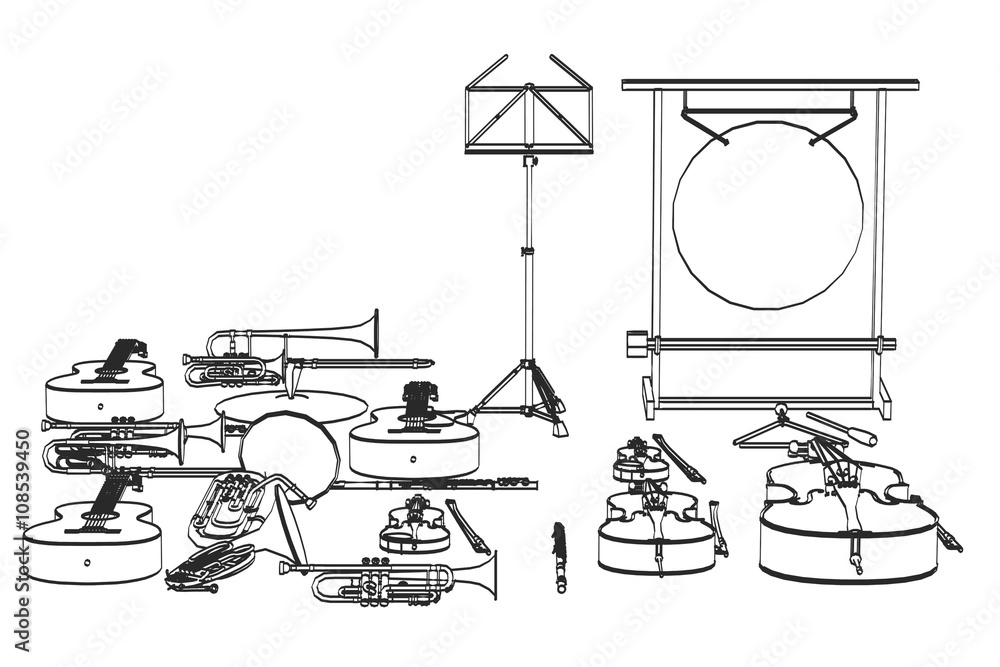 2d cartoon illustration of musical instruments Stock Illustration ...