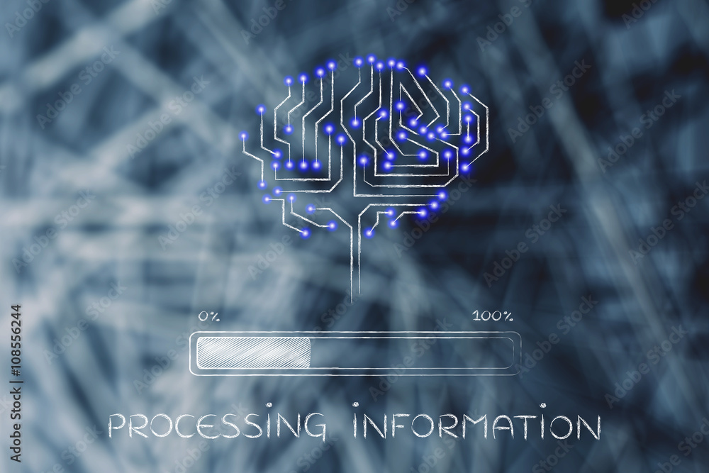 Ilustración de Stock circuit brain with progress bar loading ...
