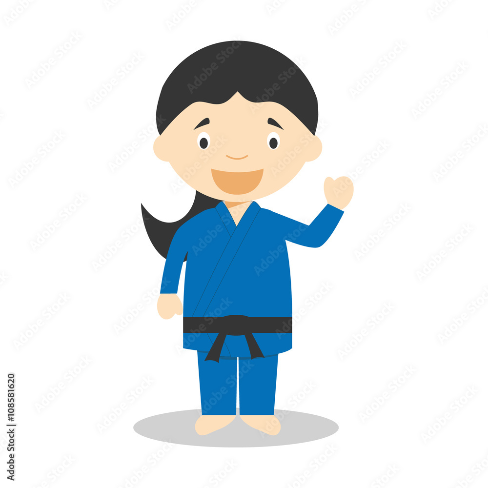 Sports cartoon vector illustrations: Judo (female) Stock Vector | Adobe ...