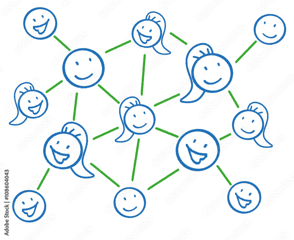 Stock-Vektorgrafik „Stickman Social Network“ | Adobe Stock