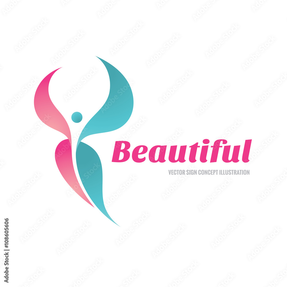 Butterfly vector logo concept illustration. Human character logo sign ...