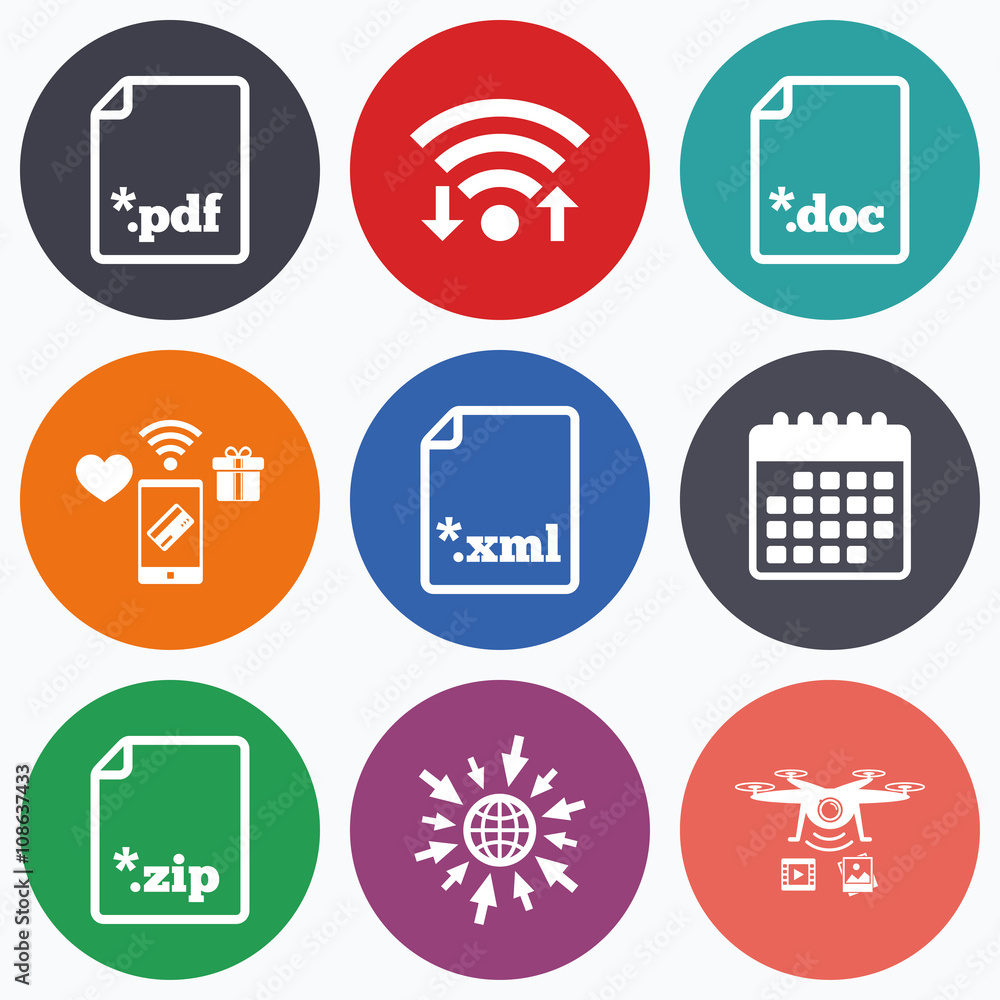 Document signs. File extensions symbols. Stock Vector | Adobe Stock