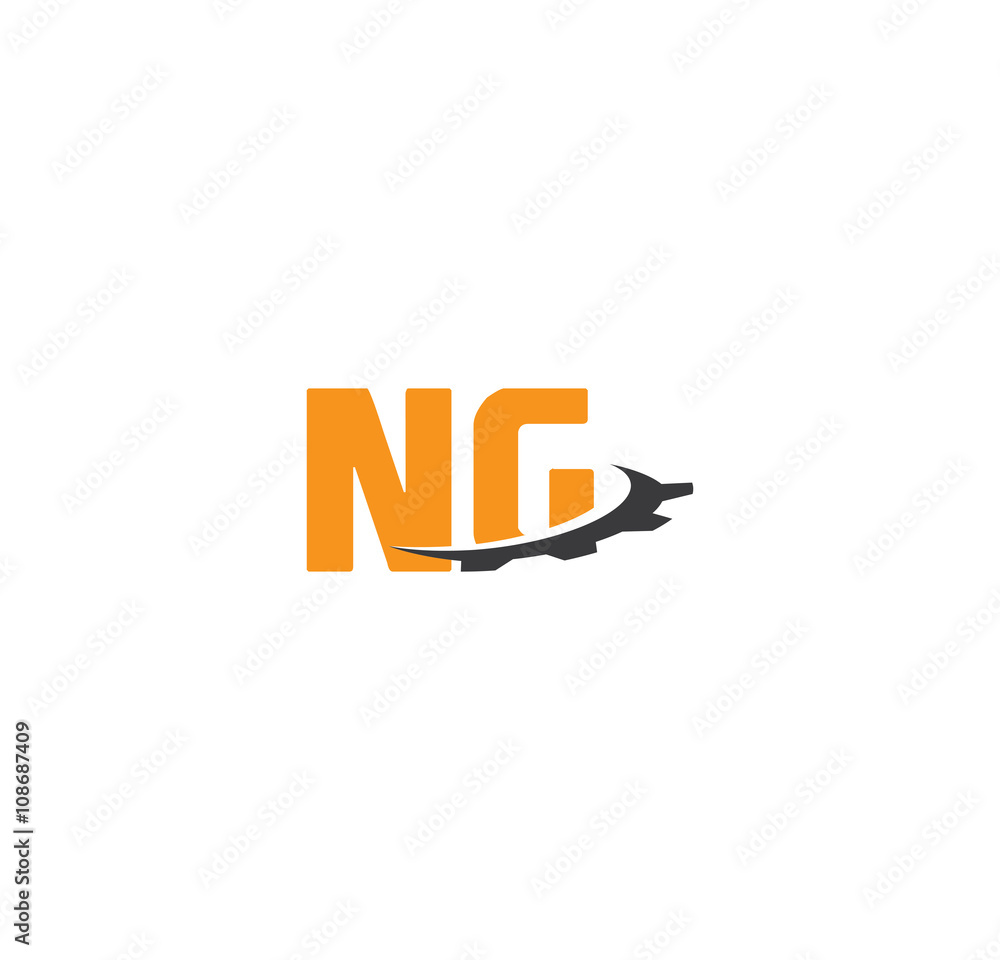 ng alphabet with swoosh gears Stock Vector | Adobe Stock