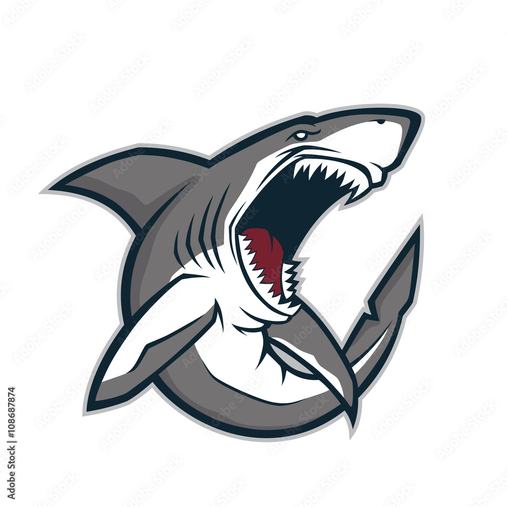 Angry shark mascot Stock Vector | Adobe Stock