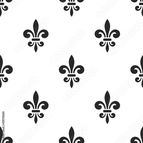 Golden fleur-de-lis seamless pattern. Black white template. Floral ... Golden fleur-de-lis seamless pattern. Black white template. Floral ...
