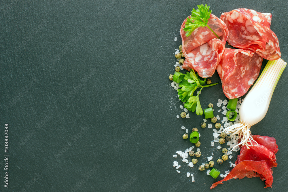 Photo Stock Mix of different snacks and appetizers. Spanish tapas on a ...