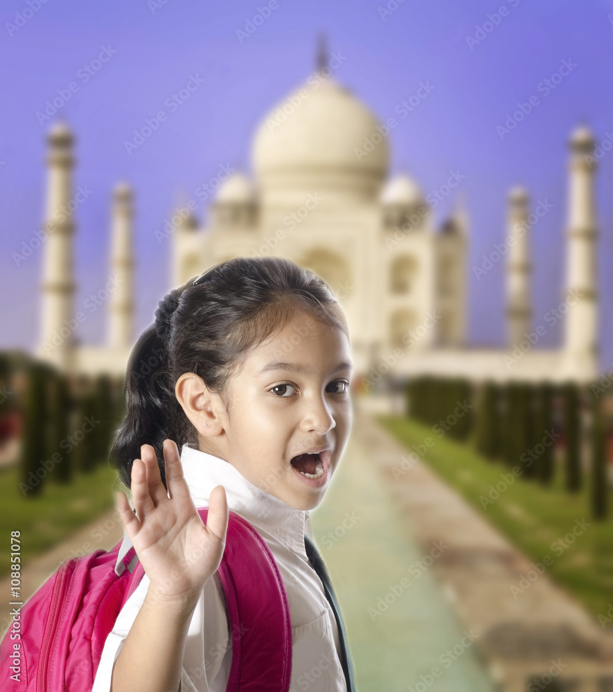 A cute girl saying bye Stock Photo | Adobe Stock