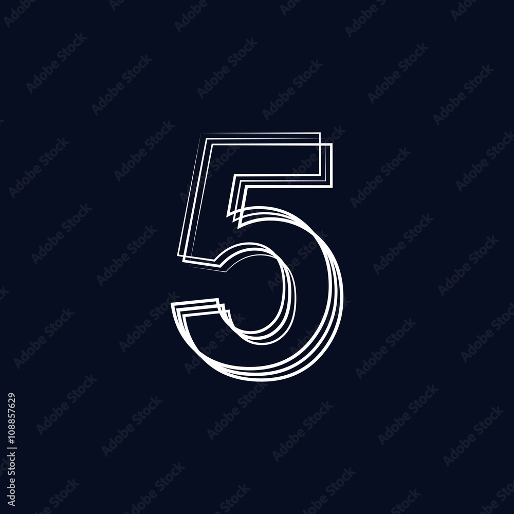 number 5 outline stroke Stock Vector | Adobe Stock