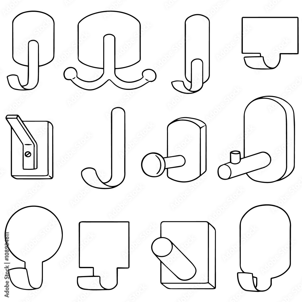 vector set of wall hook Stock Vector | Adobe Stock