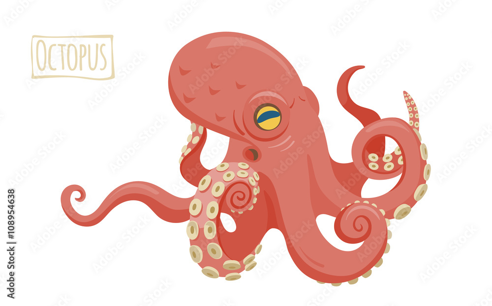 Octopus, vector cartoon illustration. Stock Vector | Adobe Stock