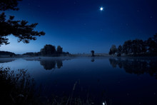 Moon Rise Over Lake Free Stock Photo - Public Domain Pictures