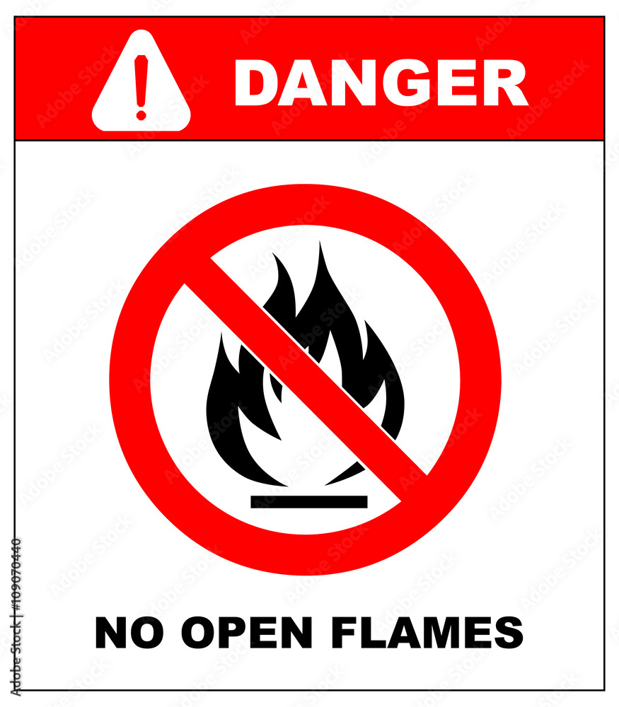 No smoking, No open flame, Fire, open ignition source and smoking ...