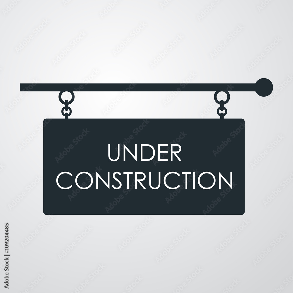 Icono plano cartel UNDER CONSTRUCTION en fondo degradado Stock Vector ...