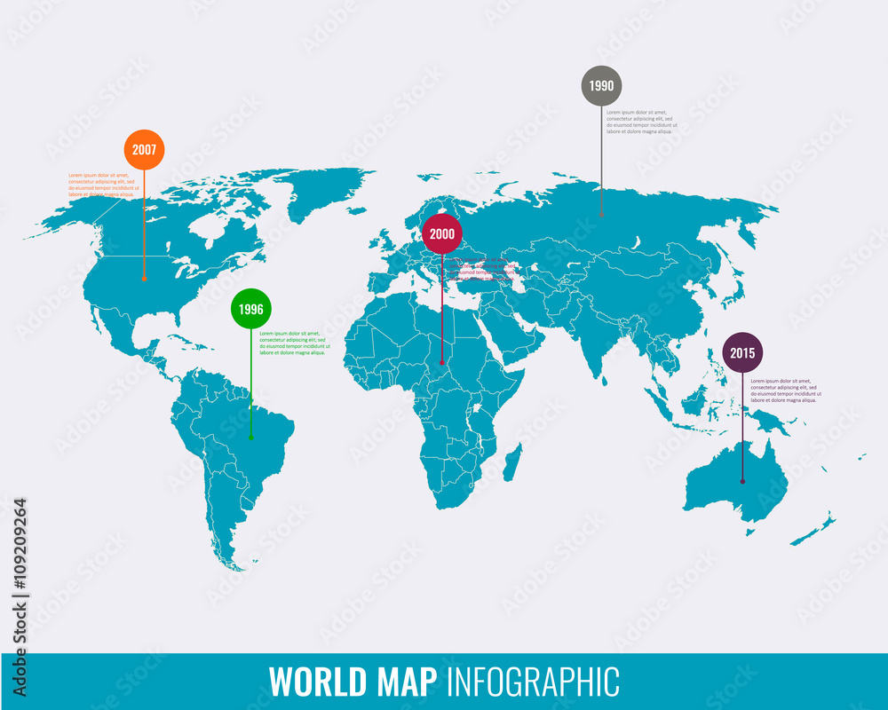 World map infographic template. All countries are selectable Stock ...