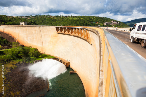 The dam wall near the town of Jozini in South Africa, on the ...