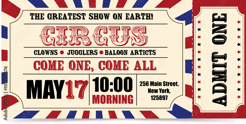 Circus ticket Stock Vector | Adobe Stock
