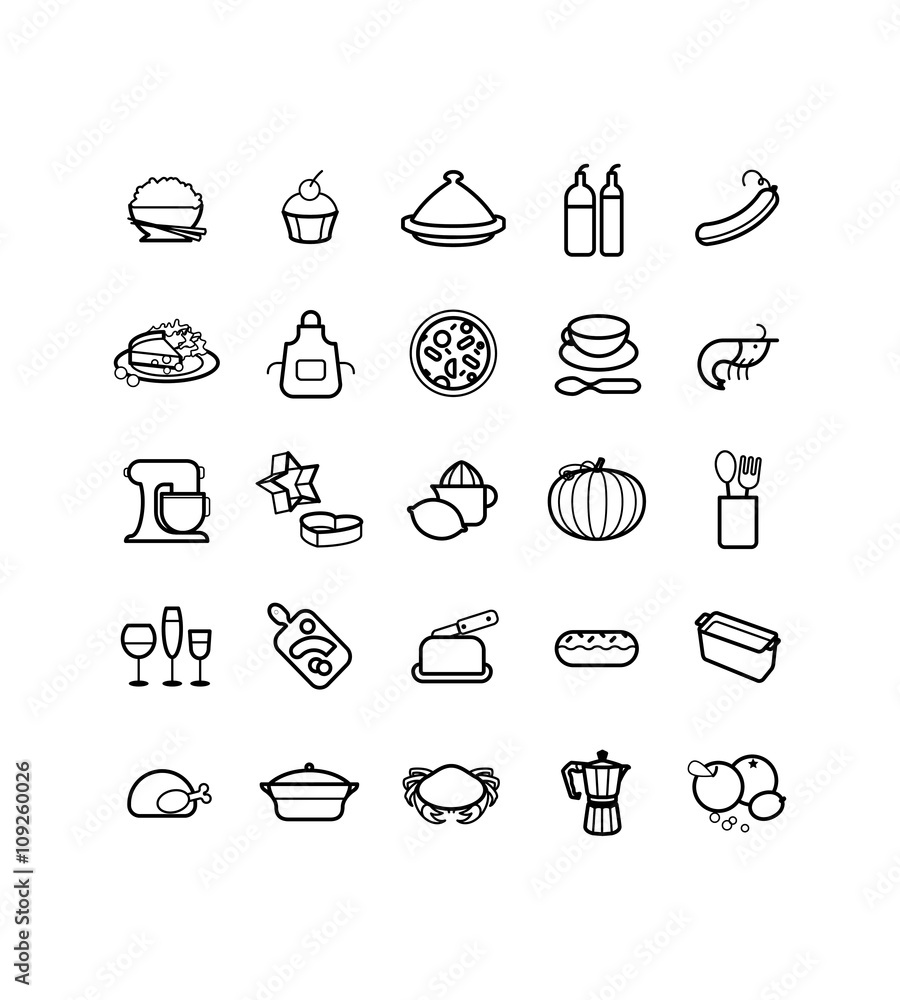 Image vectorielle Stock Cuisine, Cuisiner, Ustensiles, Nourriture ...