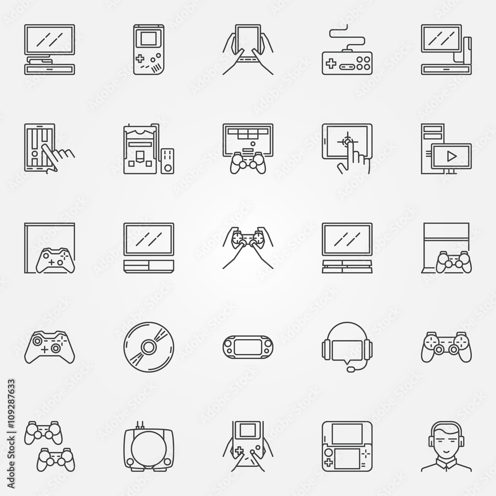 Game console icons set Stock Vector | Adobe Stock