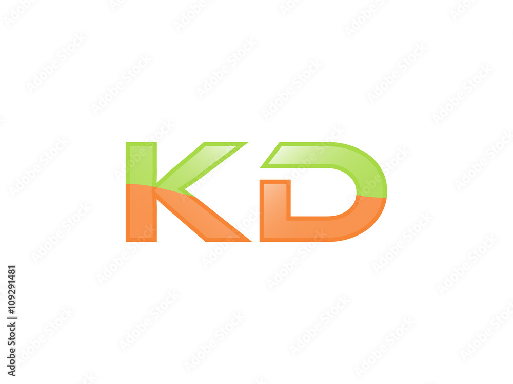 Green Orange shiny KD letters Stock Vector | Adobe Stock