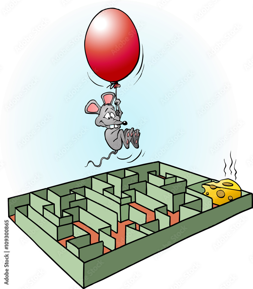 Creative mouse finds easy way to cheese catoon illustration vector ...