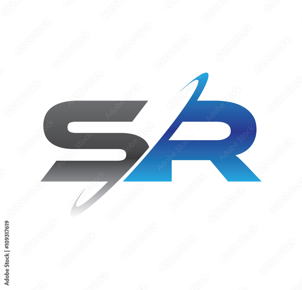 sr initial logo with double swoosh blue and grey Stock Vector | Adobe Stock