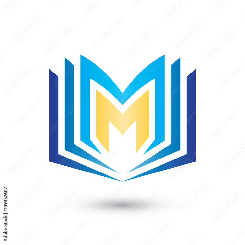 Book Symbol with Letter M Logo Concept Stock Vector | Adobe Stock