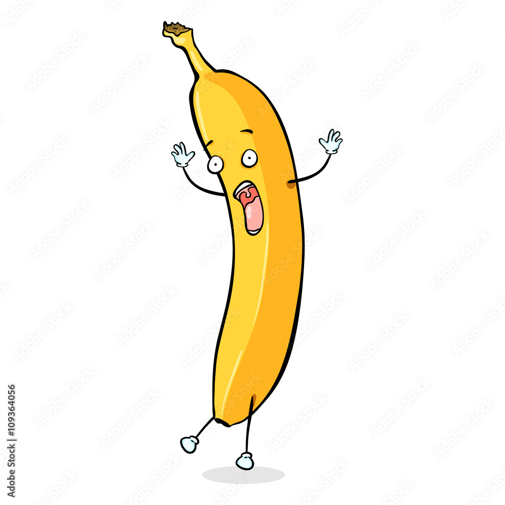 Vector Cartoon Character - Scared Banana Stock Vector | Adobe Stock
