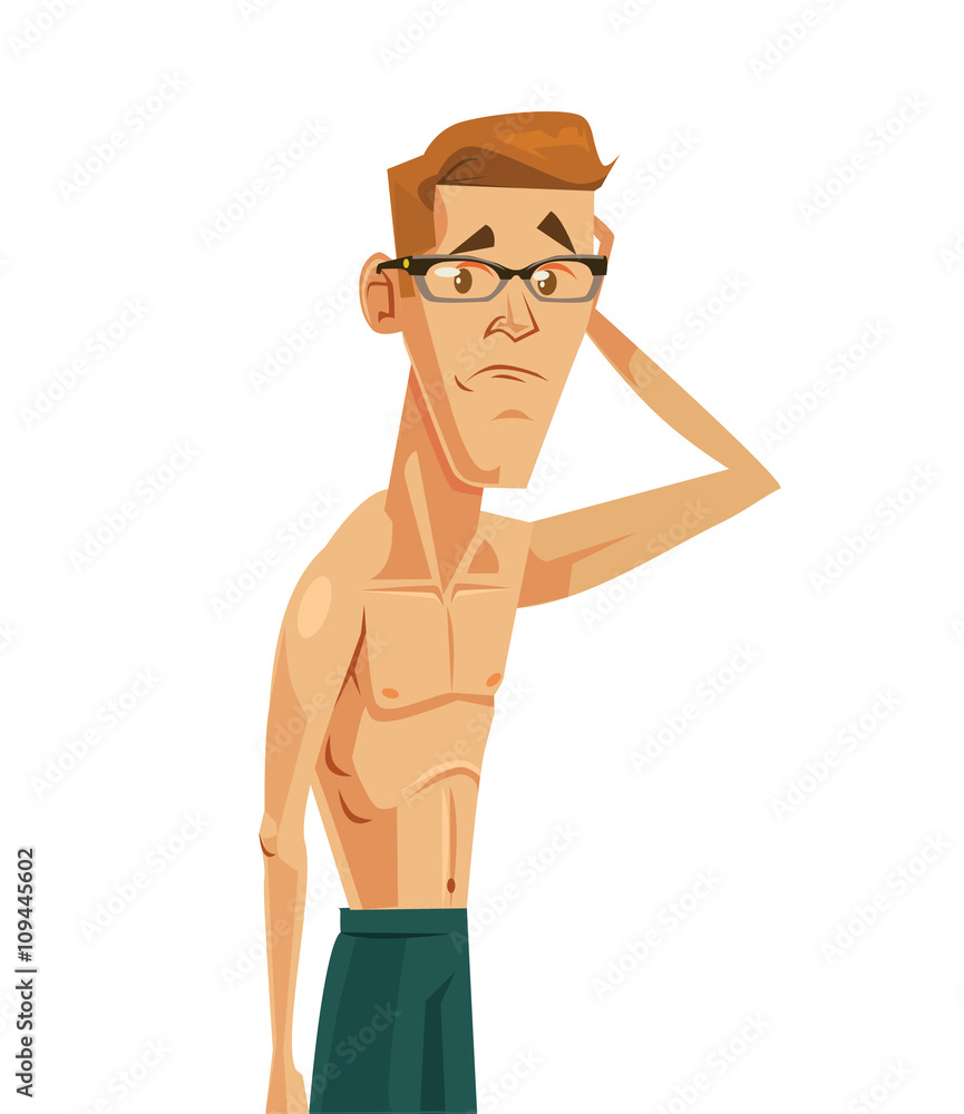 Weak man. Vector flat cartoon illustration Stock Vector | Adobe Stock