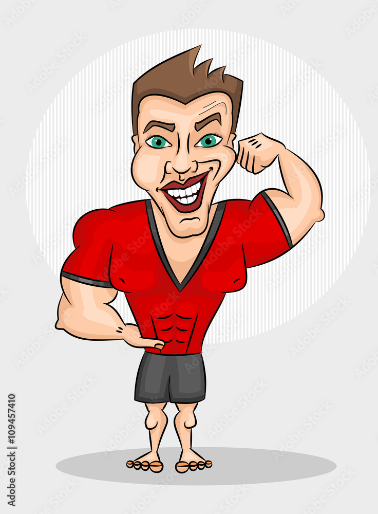 Muscular cartoon bodybuilder Stock Vector | Adobe Stock