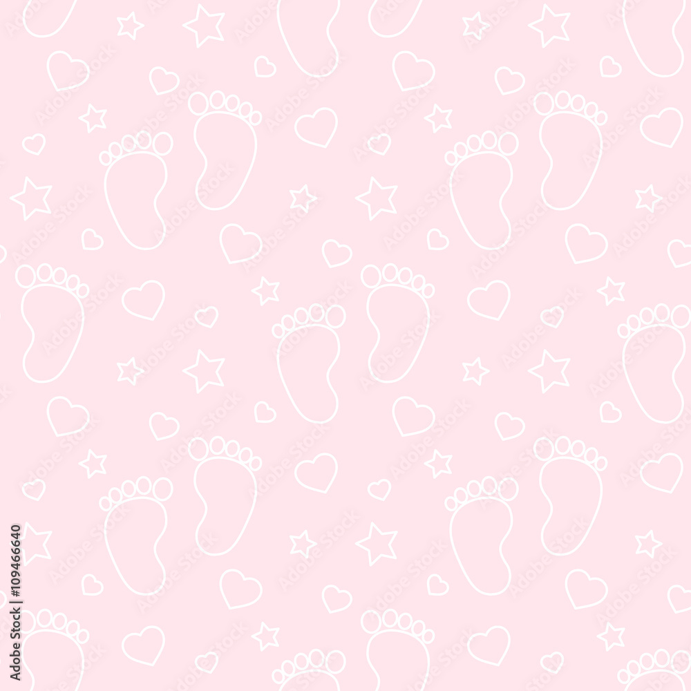 seamless baby footprints background and pattern vector illustration ...