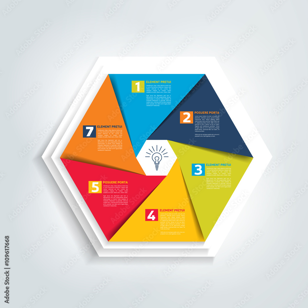 Circle, round hexagonal chart divided in 6 parts. Template, scheme ...