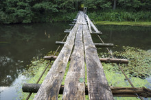 Rope Bridge Over Water Free Stock Photo - Public Domain Pictures