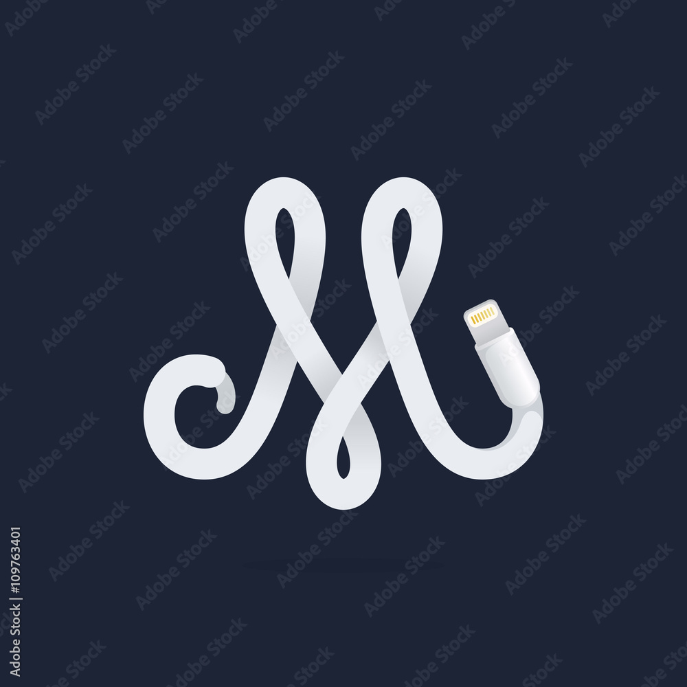 M letter logo formed by lightning cable. の Stock ベクター | Adobe Stock