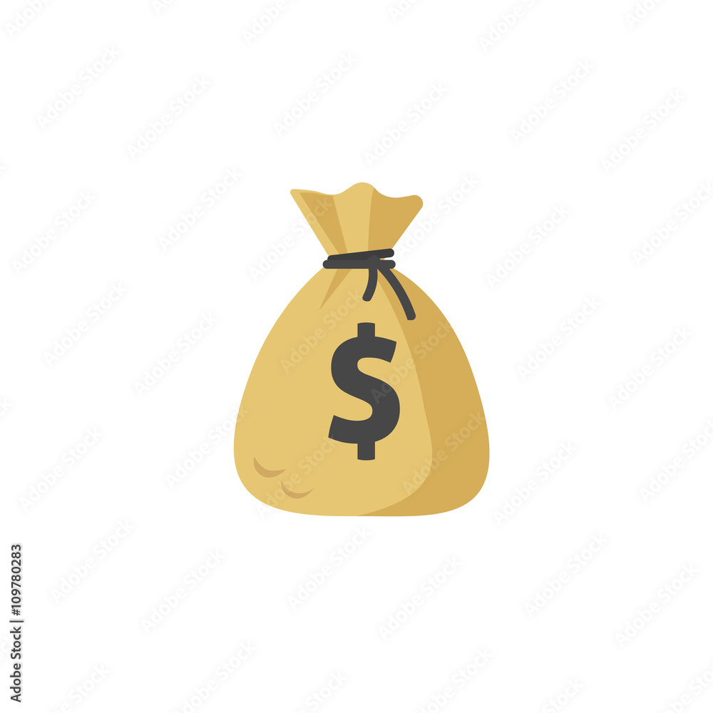 Money bag vector sack icon, moneybag flat simple cartoon illustration ...