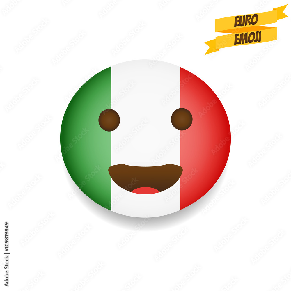 Euro emoji. Italy Flag Emoticon. Emoticon sport fan. Emoji isolated ...