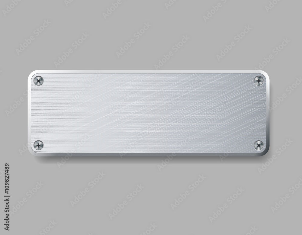 Blank metal plate isolated on gray background. Vector illustrati Stock ...