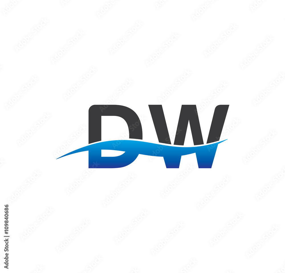 dw initial logo with swoosh blue and grey Stock Vector | Adobe Stock