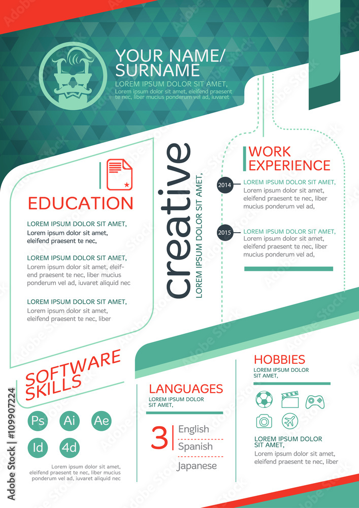 Vector resume template. Brochure, Flyer. Stock Vector | Adobe Stock