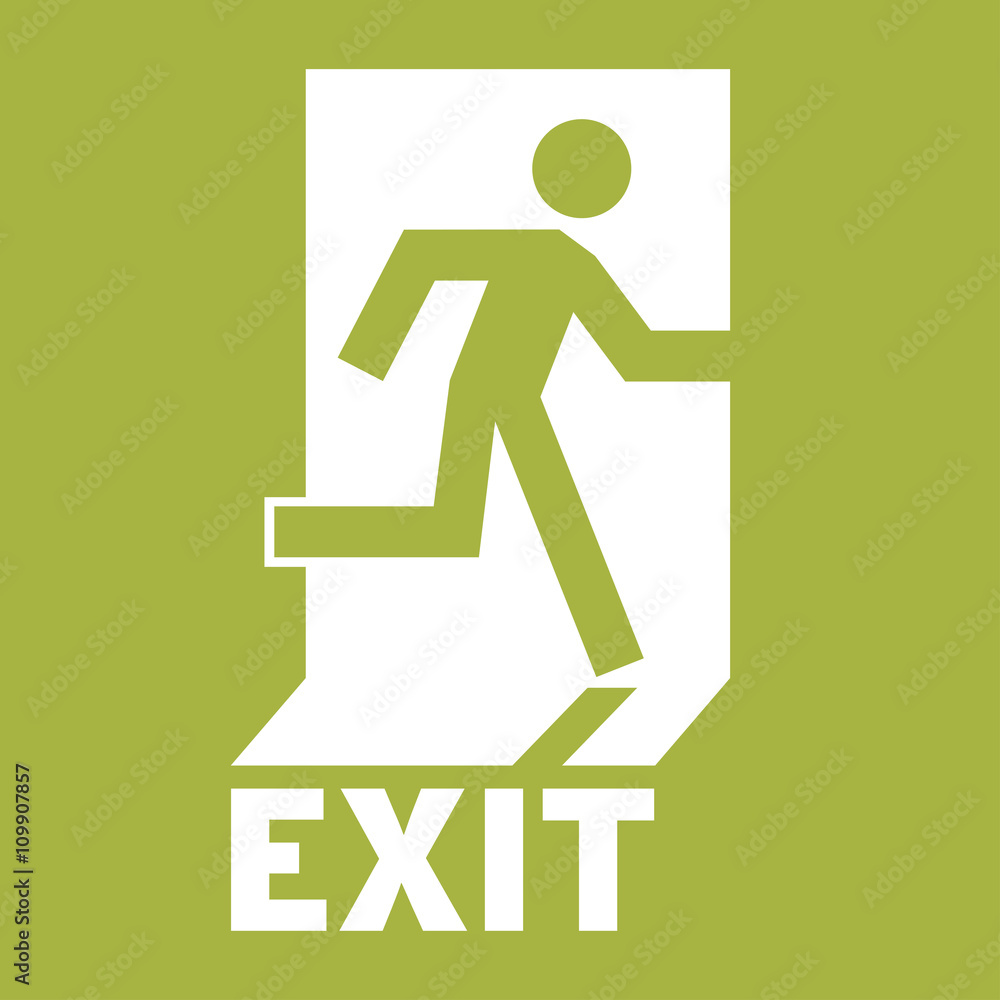 Emergency Exit Icon. Safe condition sign,Emergency exit. Square ...