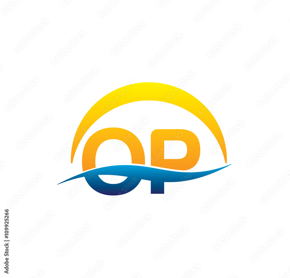 op initial logo with waving swoosh Stock Vector | Adobe Stock