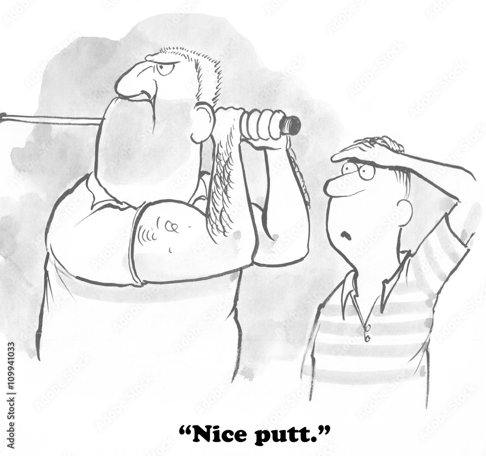 Cartoon about a really long putt. Stock Illustration | Adobe Stock
