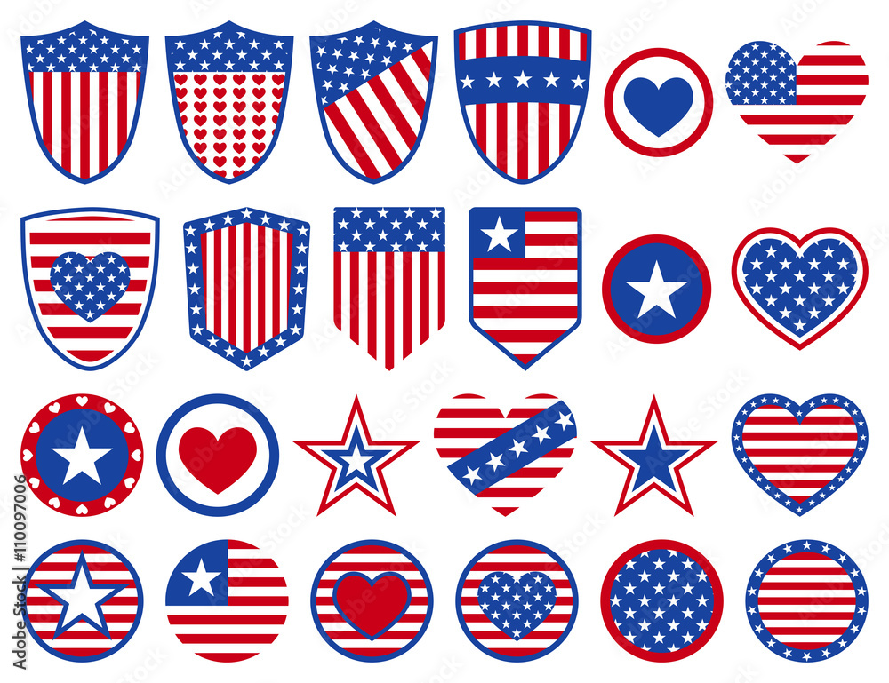 Set of USA symbols Stock Vector | Adobe Stock