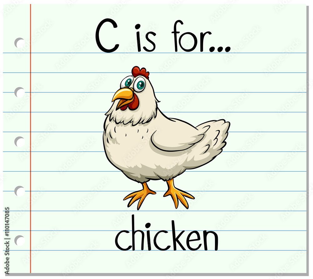 Flashcard letter C is for chicken Stock Vector | Adobe Stock
