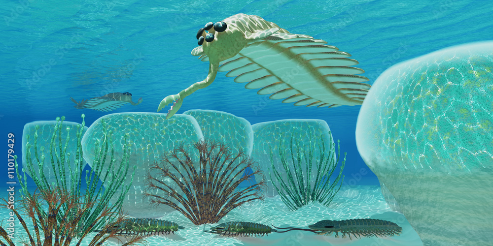 Ocean Opabinia - Trilobites try to hide from predator Opabinia in a ...